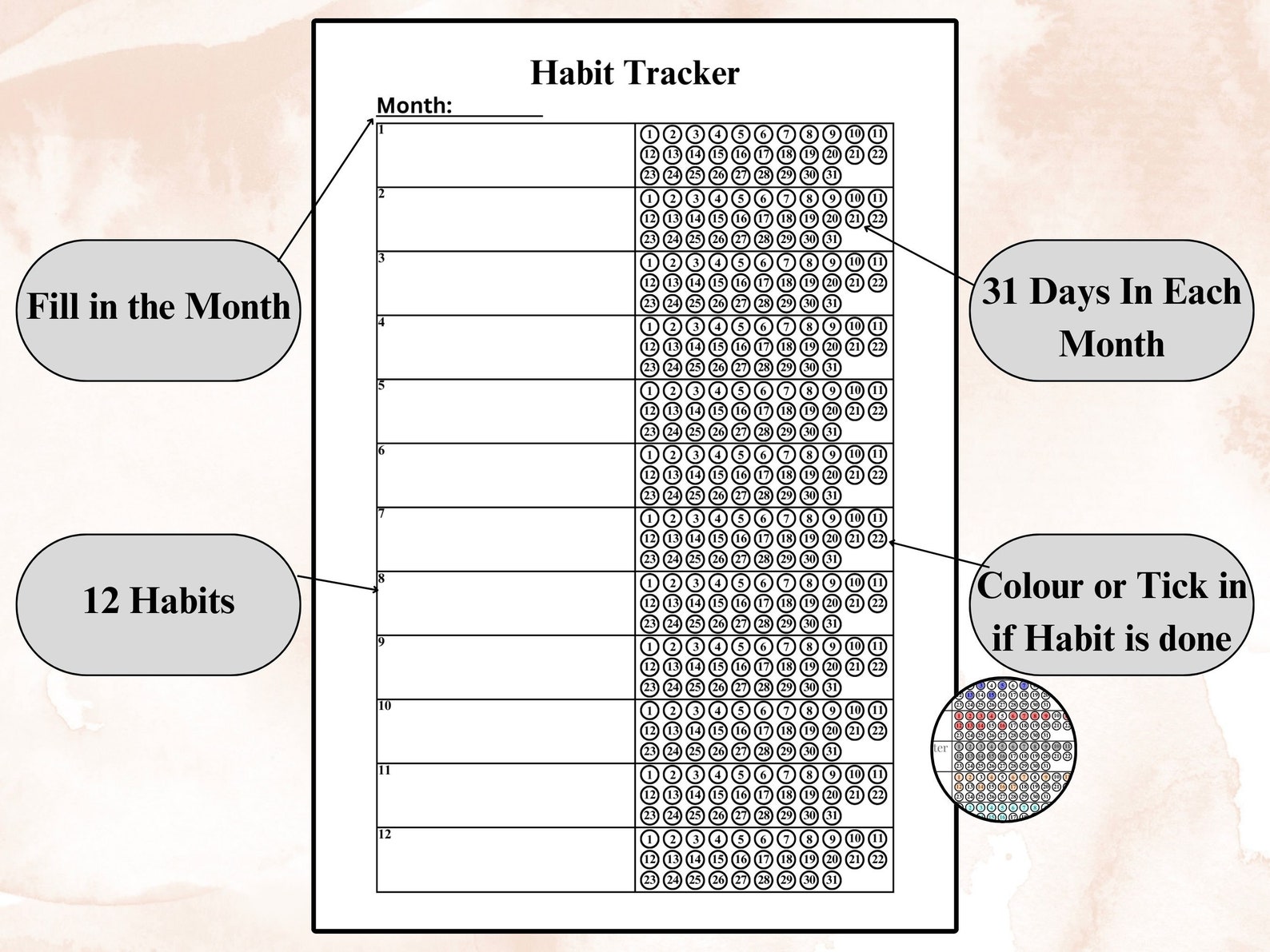 Daily Habit Tracker Template | Everyday Tracker | Annual Goal Planner ...