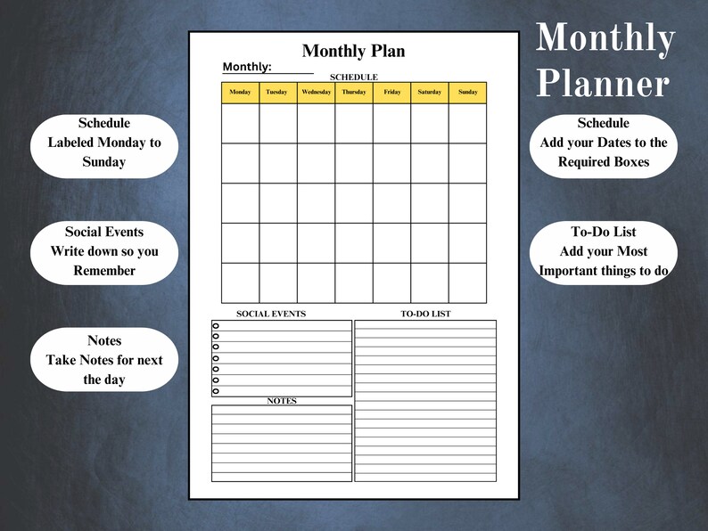 Daily, Weekly, Monthly Planner: Printable Journal Diary (A4 PDF, SVG ...