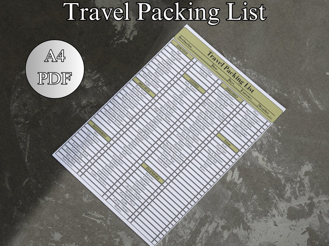 Travel Packing List | Holiday Checklist | Vacation | Travel Planner ...