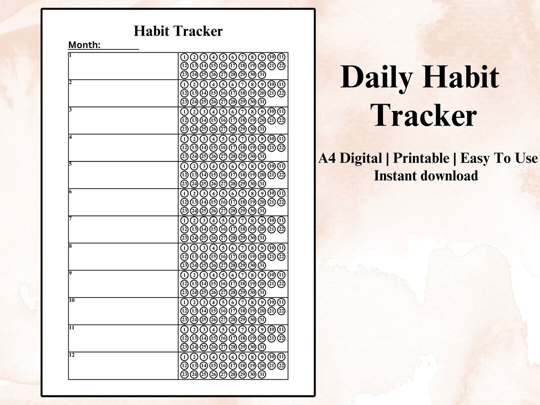Daily Habit Tracker Template | Everyday Tracker | Annual Goal Planner ...