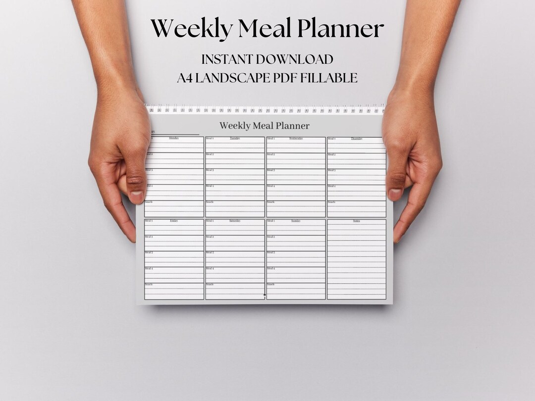 Weekly Meal Planner Printable A4 |kitchen Organizer | 7 Day Menu | Food ...
