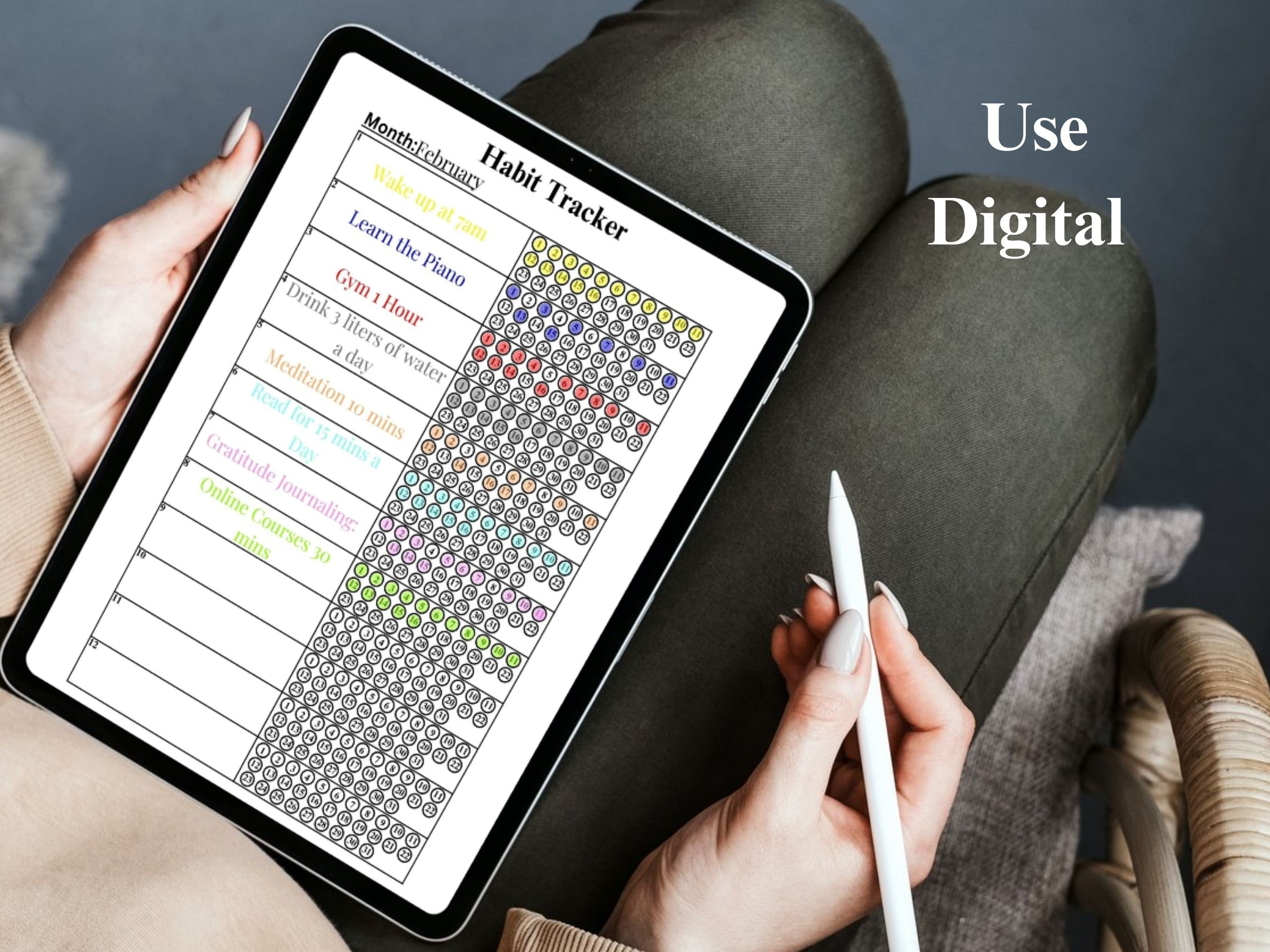 Daily Habit Tracker Template | Everyday Tracker | Annual Goal Planner ...