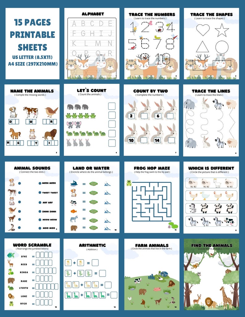 Animal Theme Busy Book for Toddler - Etsy