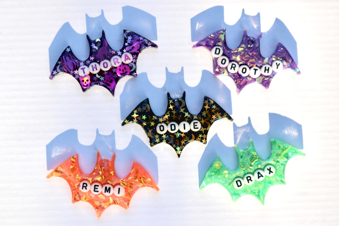 Personalized Halloween Bat Tag: Resin Pet ID or Keychain - Etsy