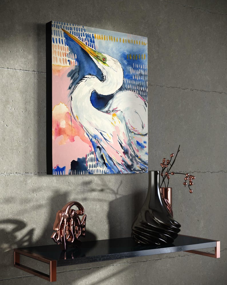 White Egret /wild Nature Art - Etsy