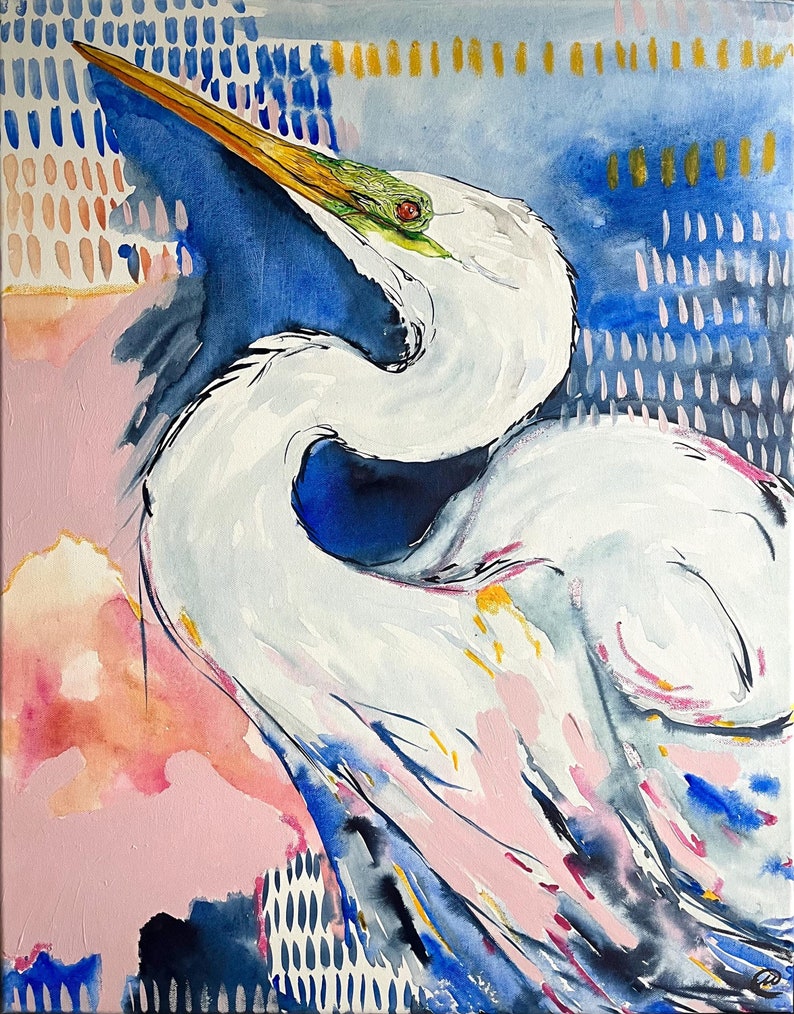 White Egret /wild Nature Art - Etsy