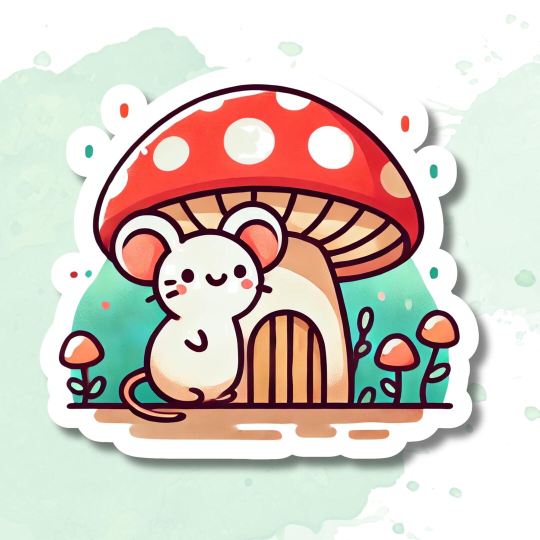 Mouse House Vinyl Sticker, Cartoon Mushroom Home, 2.5in - Etsy