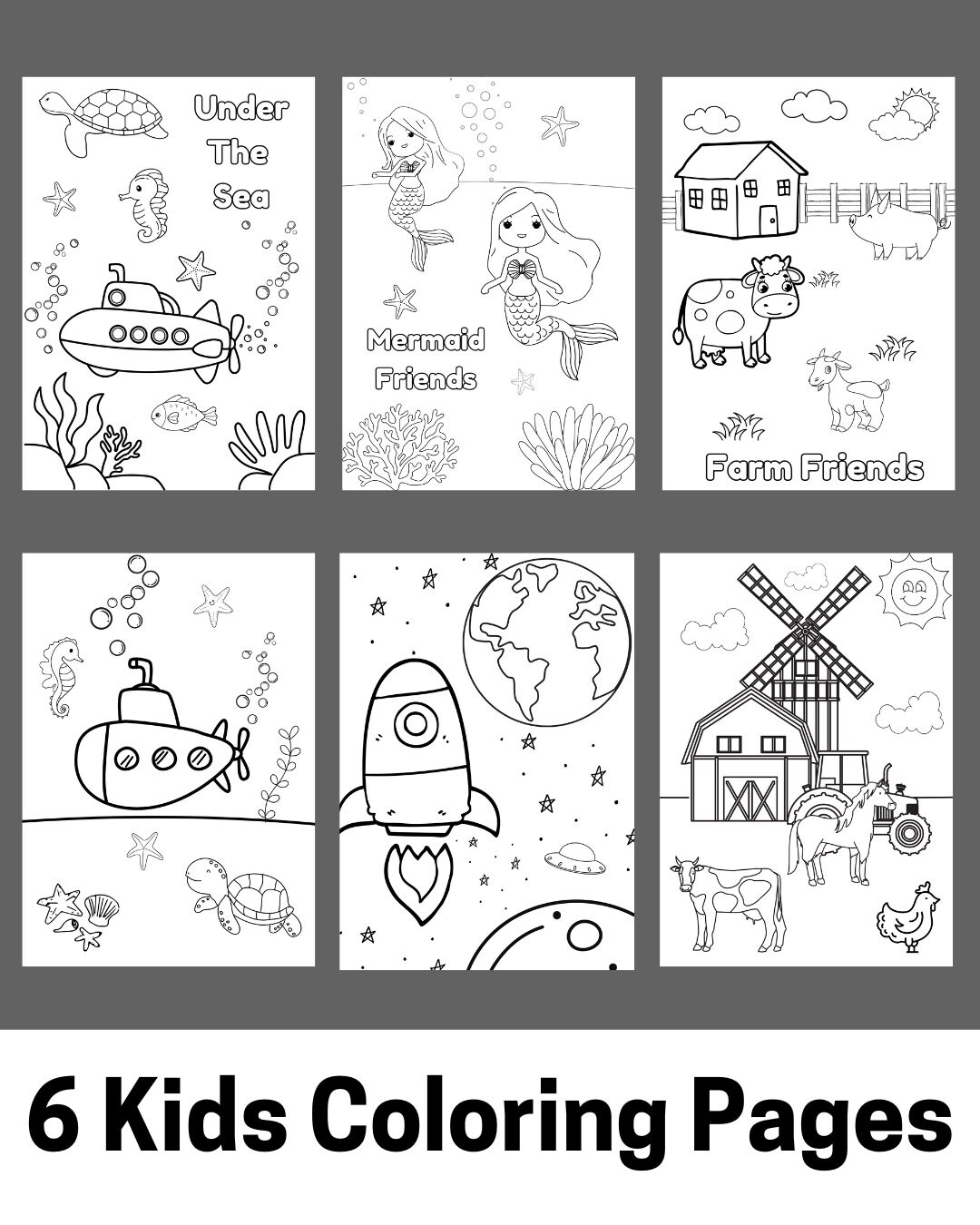 Coloring Pages for Kids, Educational Pre-k Kindergarten Worksheets, Sea ...