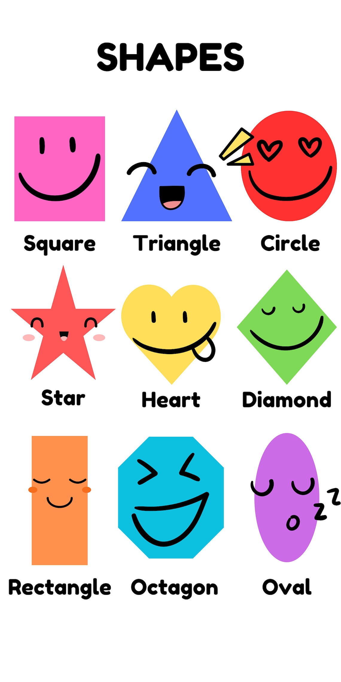 Kids Shapes Printable, Educational Downloadable for Children, Preschool ...