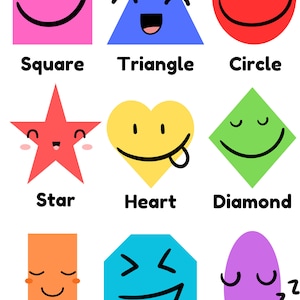 Kids Shapes Printable, Educational Downloadable for Children, Preschool ...