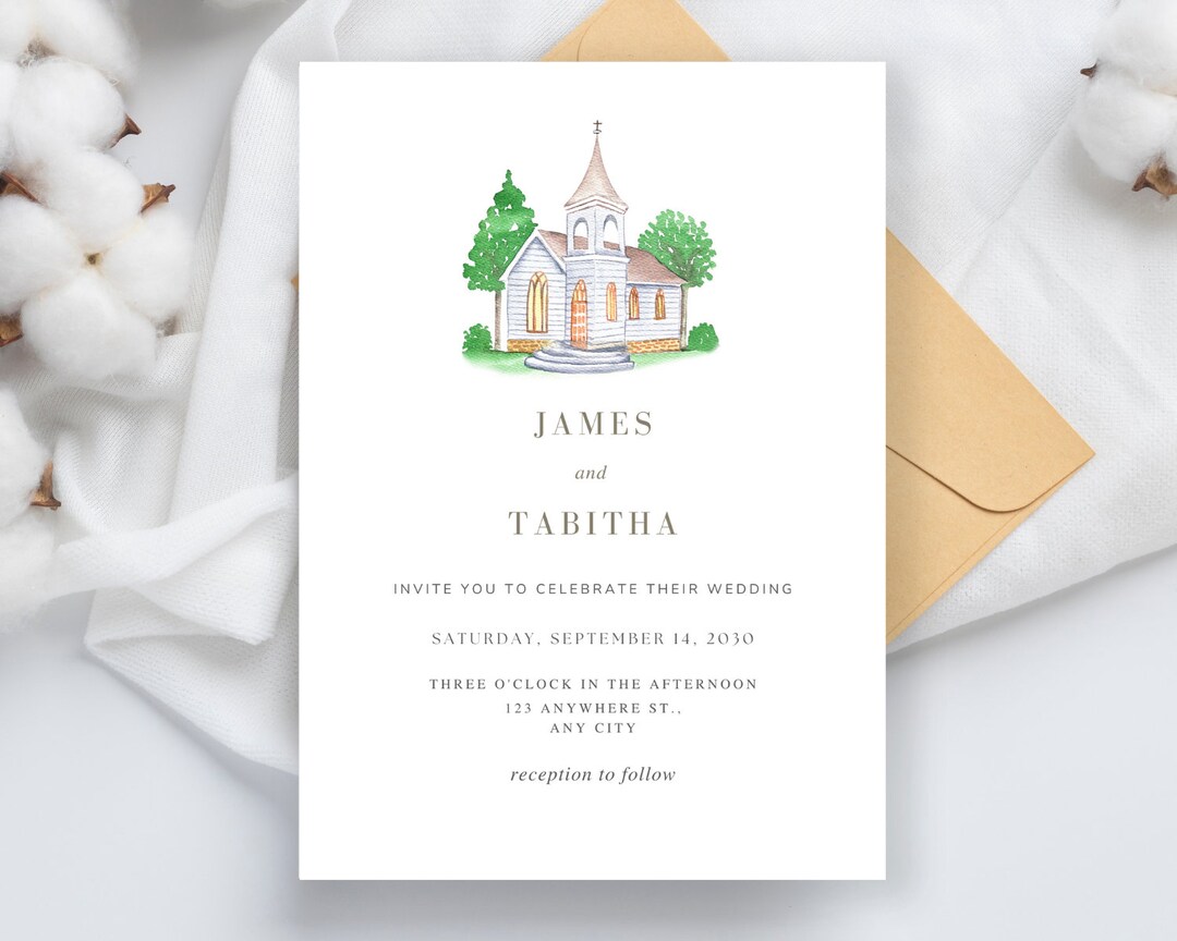 Printable Chapel Wedding Invitation, Download and Print Marriage Invite ...