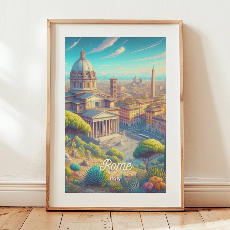 Rome, Italy Art Poster, City Skyline Poster, Travel Poster, Urban ...