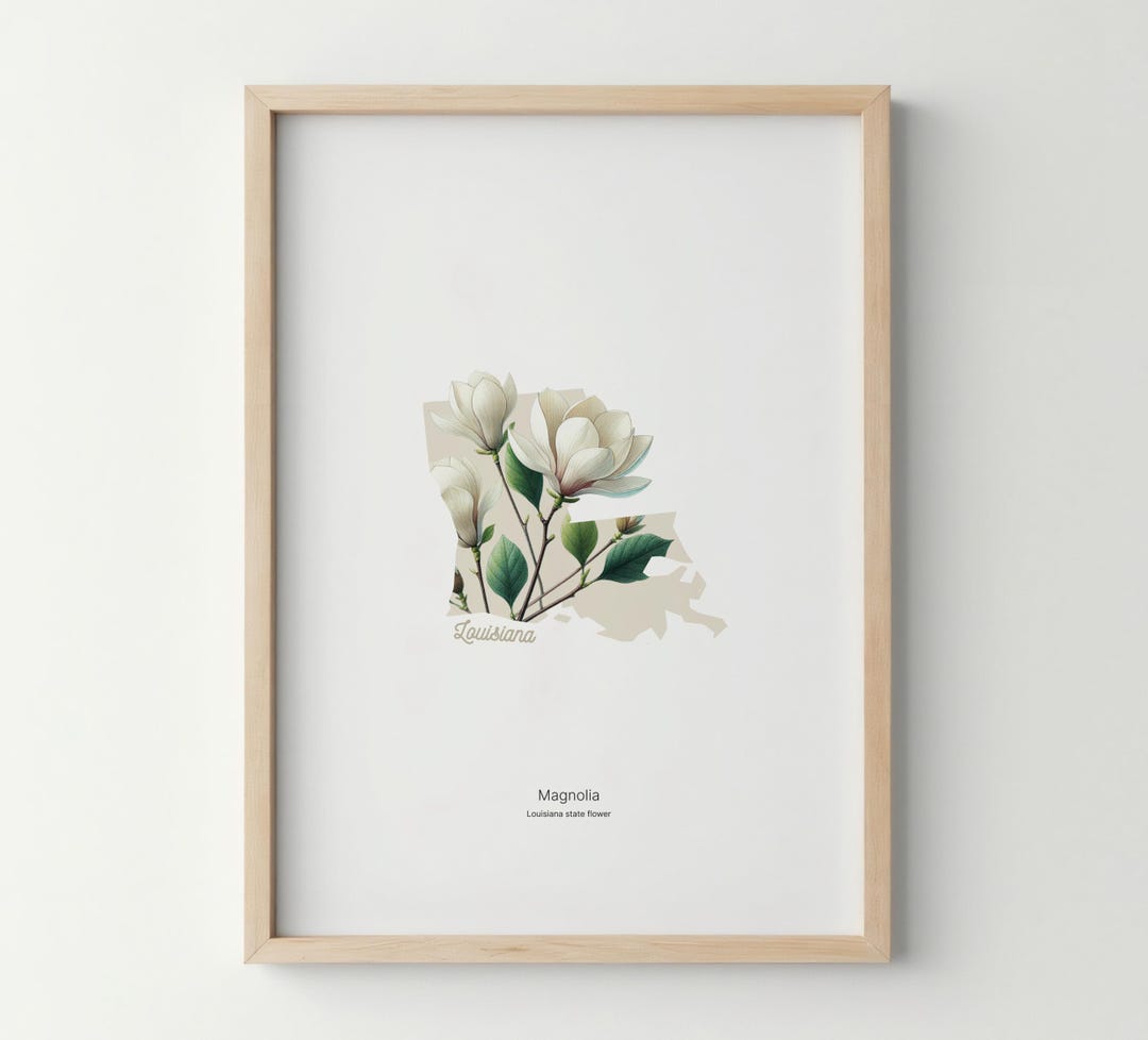 Louisiana Flower Poster Art Print Magnolia Wall Art Flower Market Art ...