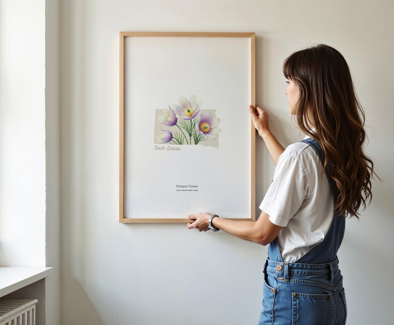 South Dakota Flower Poster Art Print Pasque Flower Wall Art Flower ...