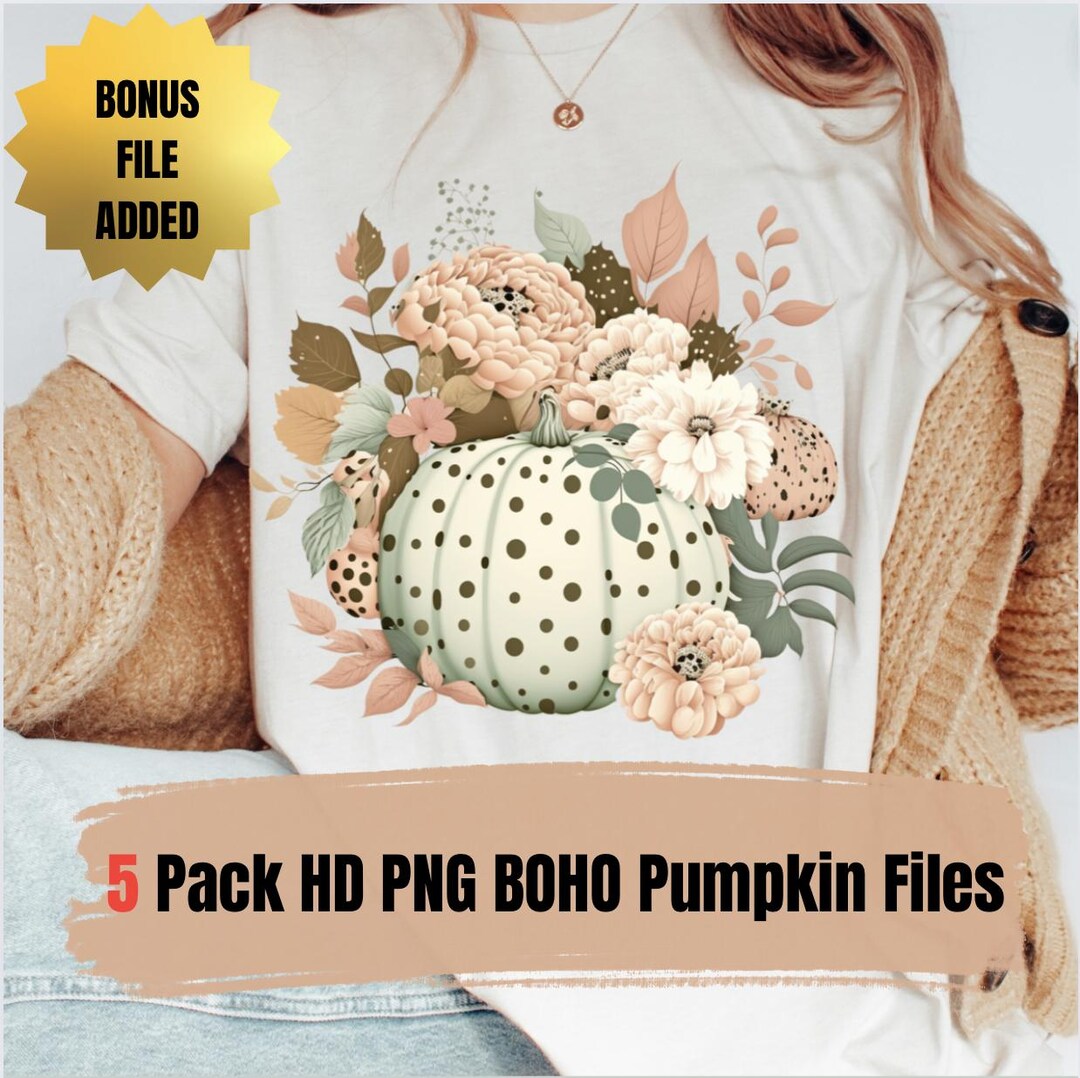 Boho Fall Pumpkin Clipart Leopard Print Pumpkin PNG Sage Green & Peach ...