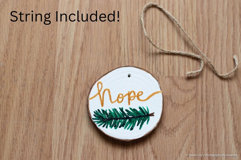 Hand Painted Hope Wood Slice Christmas Ornament | Christian | Hand ...
