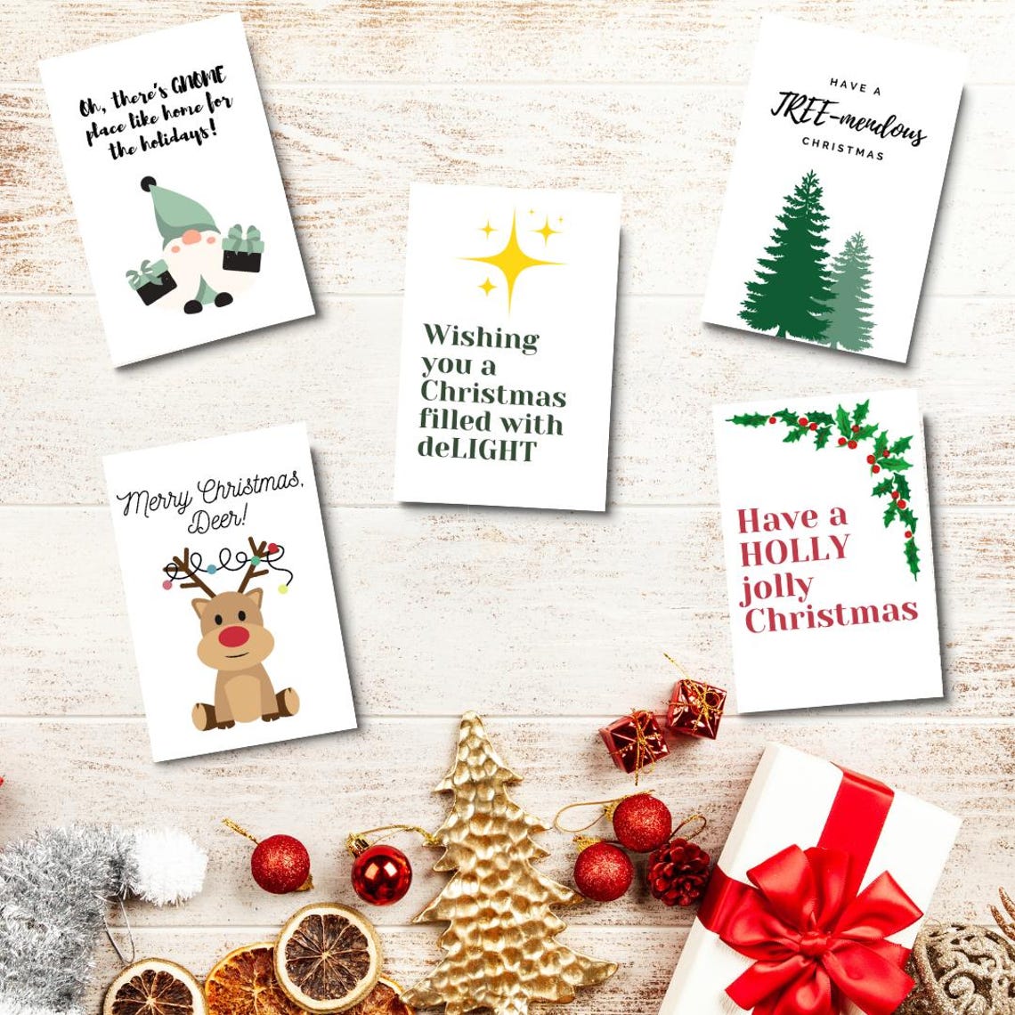 Punny Christmas Cards: Holiday Greeting Card Set (digital Download) - Etsy