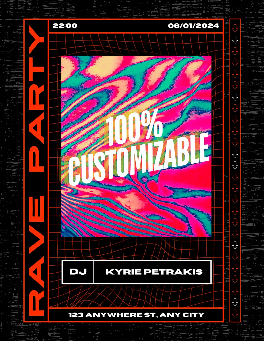 CUSTOM Invite Template, Event Flyer, DJ Party Invitation, Rave Party ...