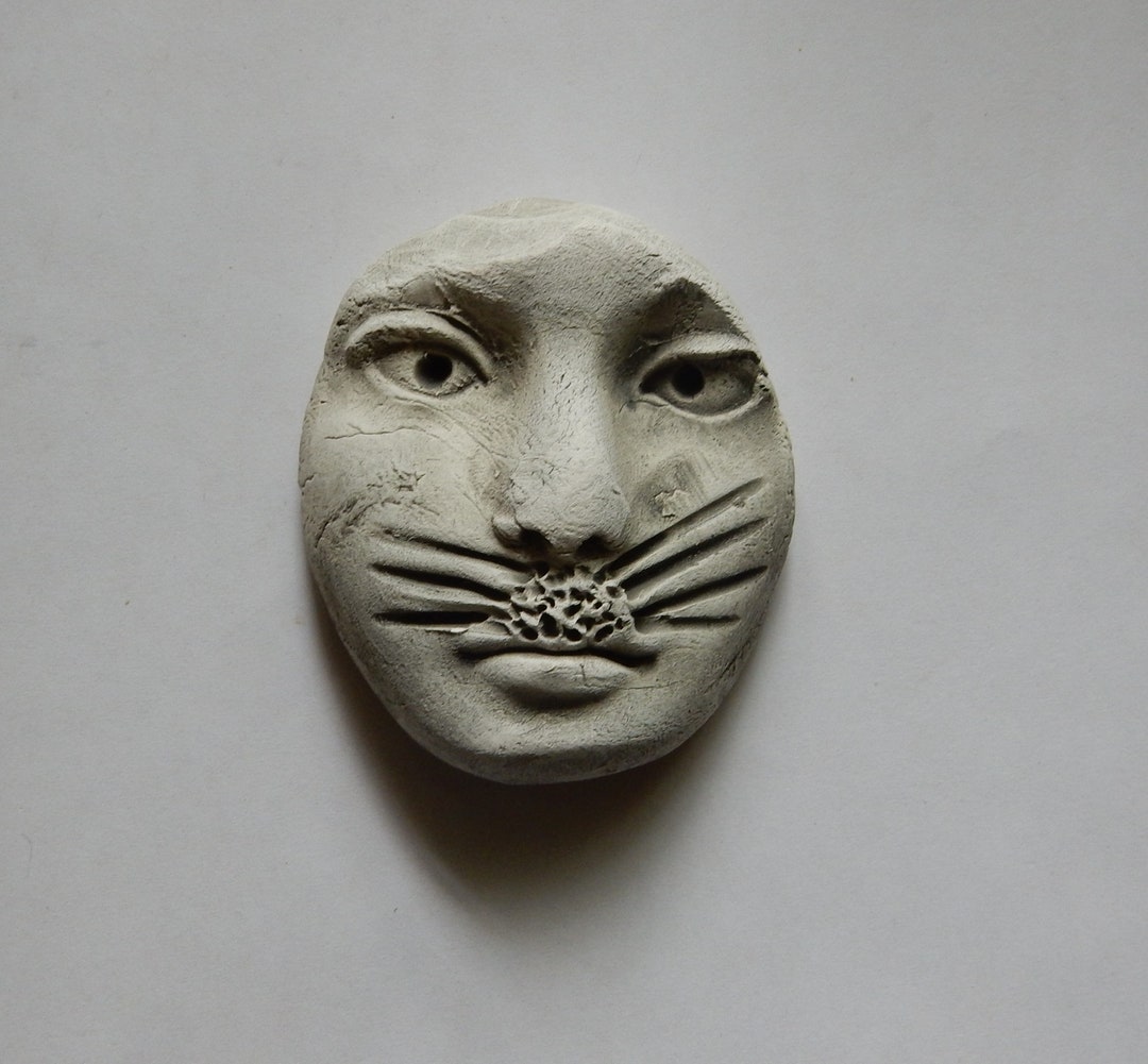 Cat Man Dew...1 Perfectly Imperfect Kiln Fired Bisque Faces With a Wash ...