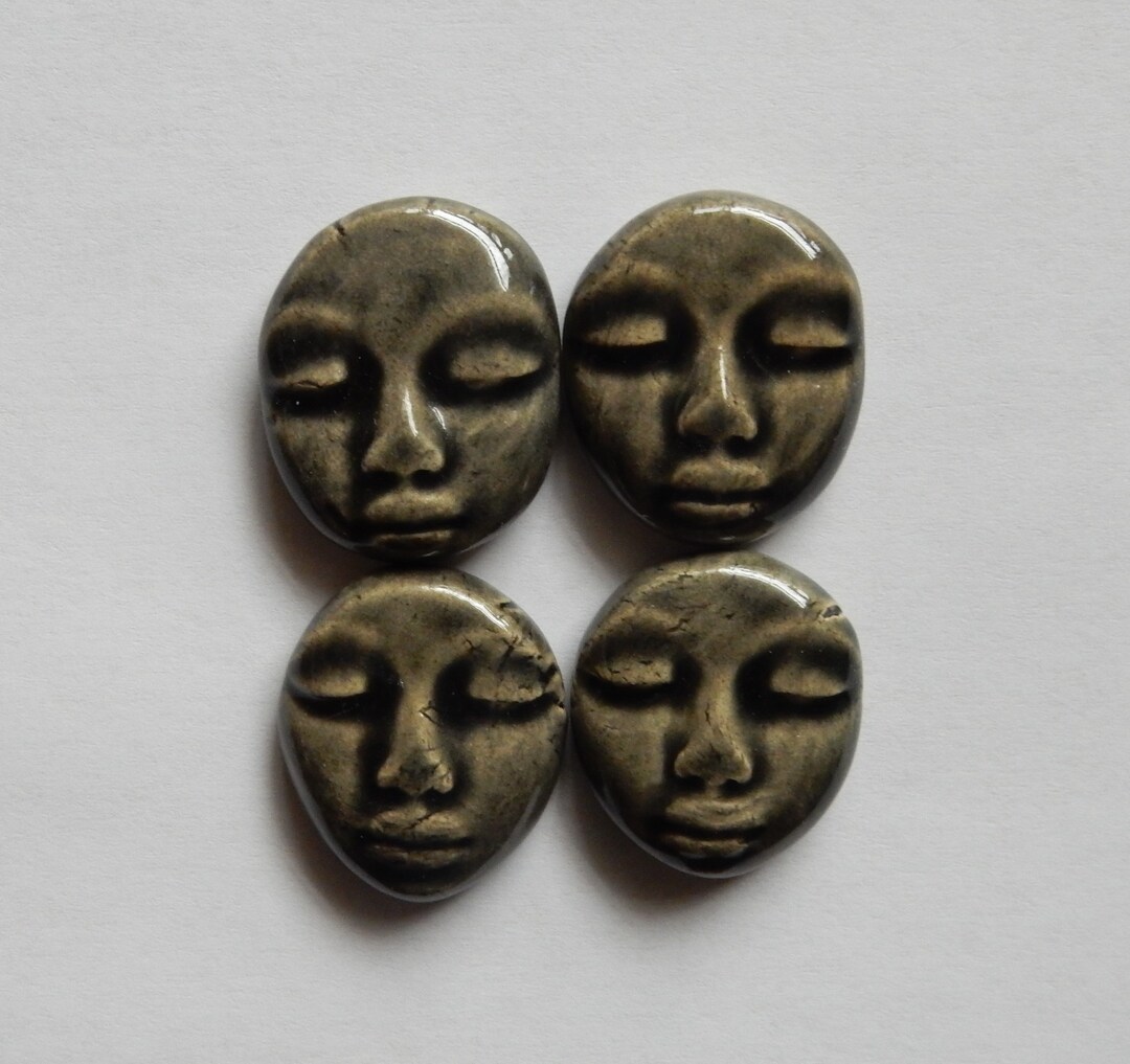 4 Clear Black Green Perfectly Imperfect Ceramic Faces - Etsy