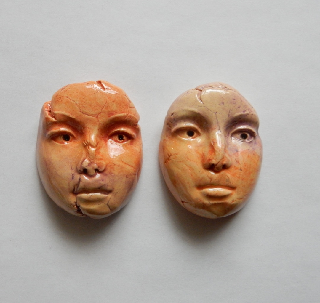 2 Multicolored Perfectly Imperfect Ceramic Faces - Etsy