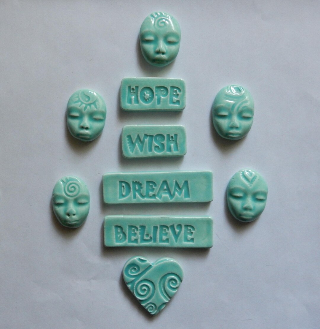 Handmade Embossed Ceramic Word Tiles: Hope.wish.dream.believe. One ...