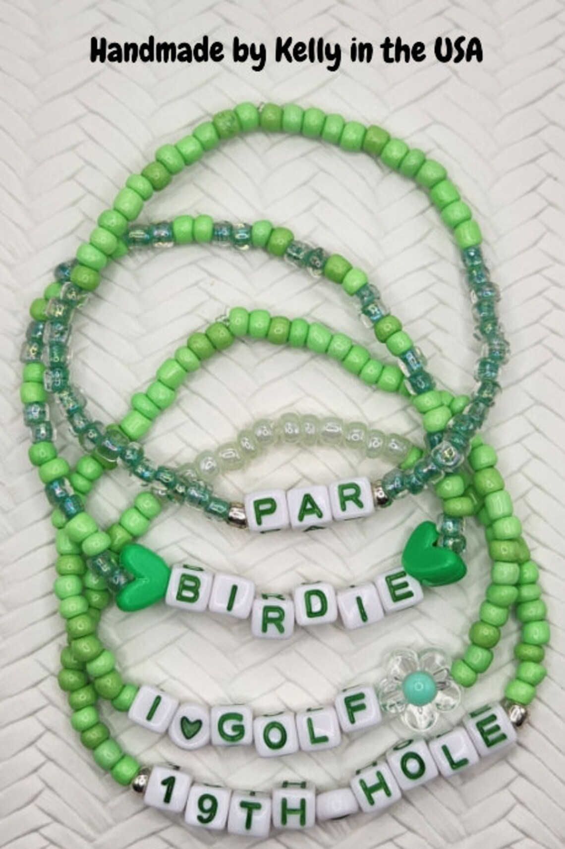 I Love Golf - Birdie - Par - 19th Hole Stretch Stack Friendship Bead ...