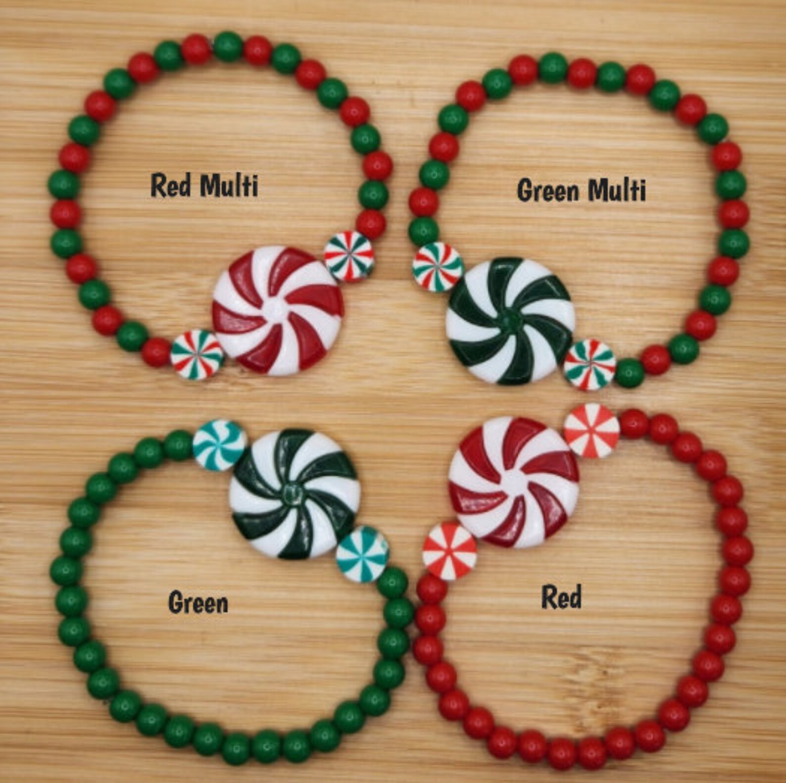 Christmas Candy Bracelets, Peppermint Candy Bracelets, Holiday Candy ...