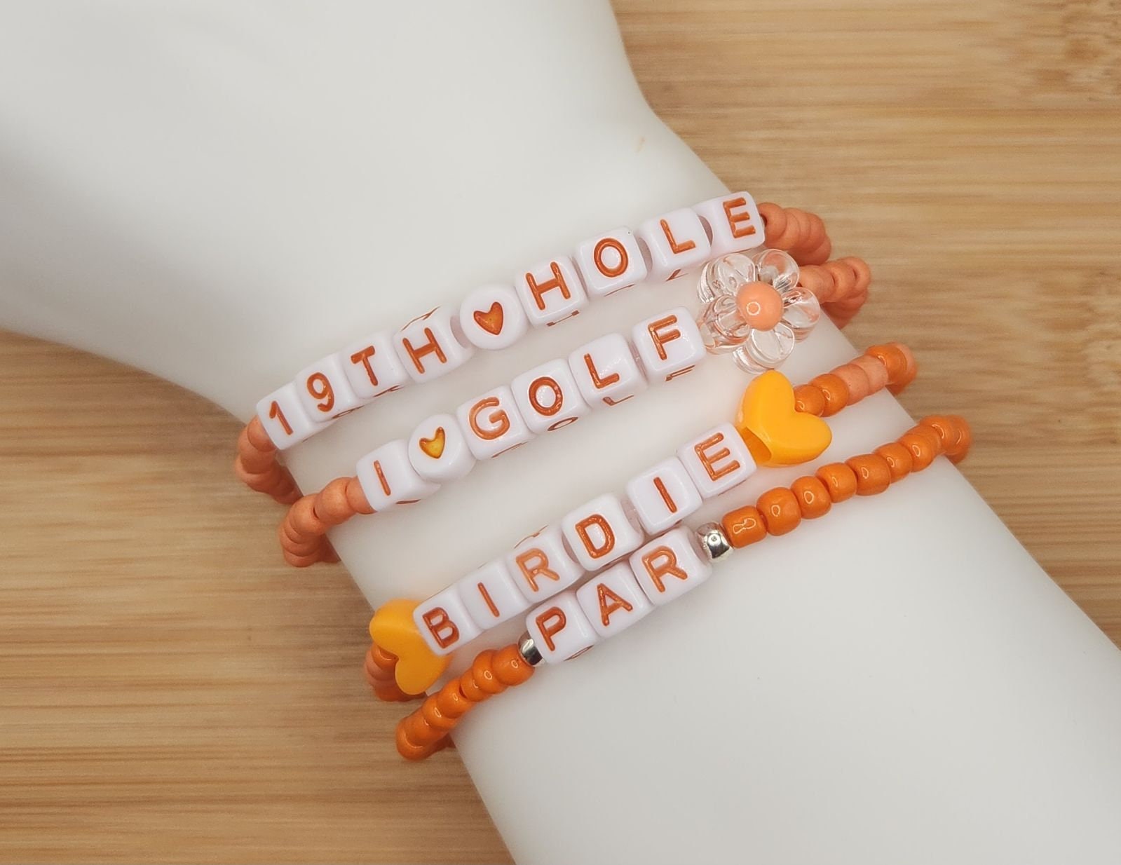 I Love Golf - Birdie - Par - 19th Hole Stretch Stack Friendship Bead ...