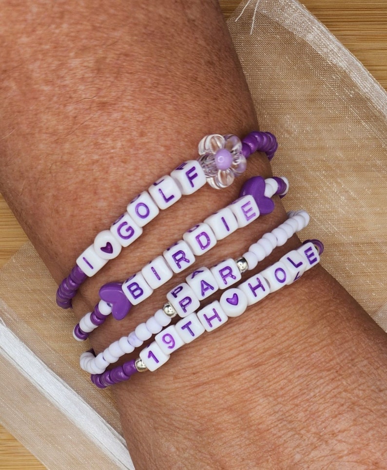 I Love Golf - Birdie - Par - 19th Hole Stretch Stack Friendship Bead ...