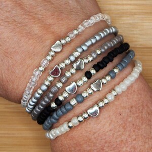 Heart Bead Stretch Stack Friendship Bracelet. for Layering or Sharing ...