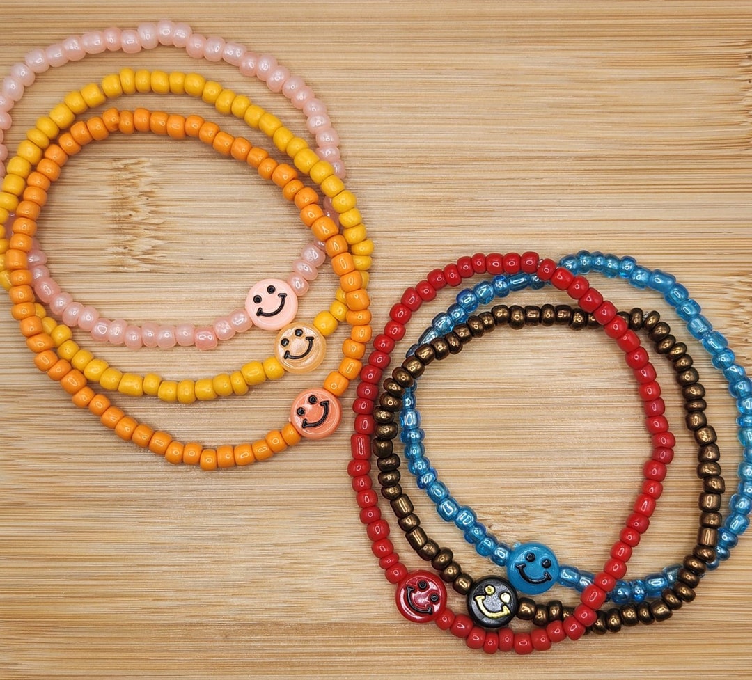 Smiley Face Stretchy Friendship Bead Bracelet - Etsy