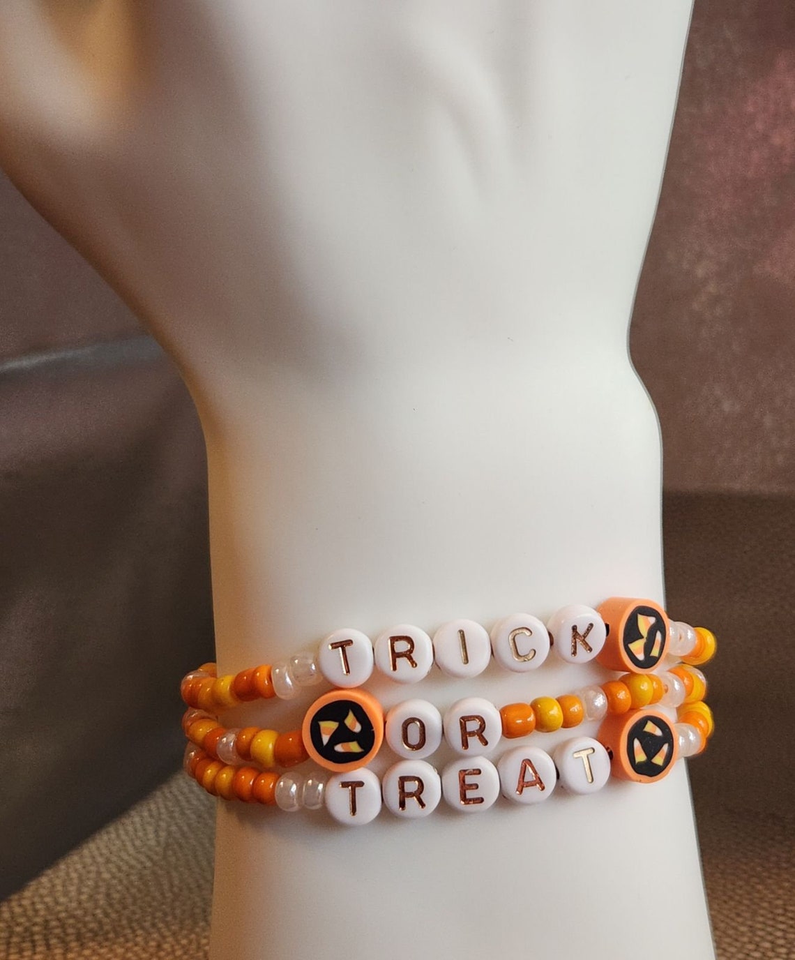 Halloween Bracelet. Trick or Treat Stretch Bead Bracelet for Halloween ...