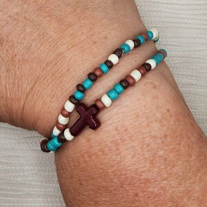 Cross Bead - Friendship Stack Stretch Bead Bracelets - Set of 2. for ...