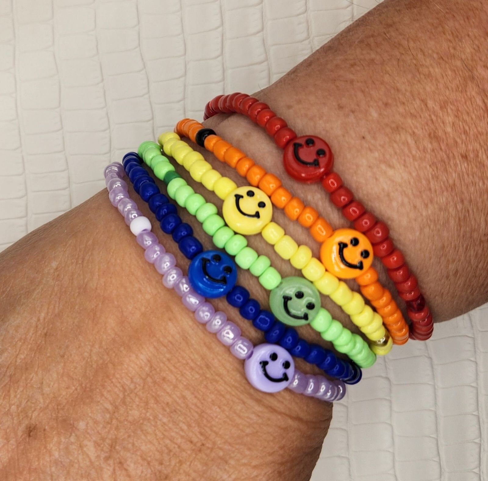 Smile Smile Smile Stretch Stack Friendship Bead Bracelets for Teens and ...