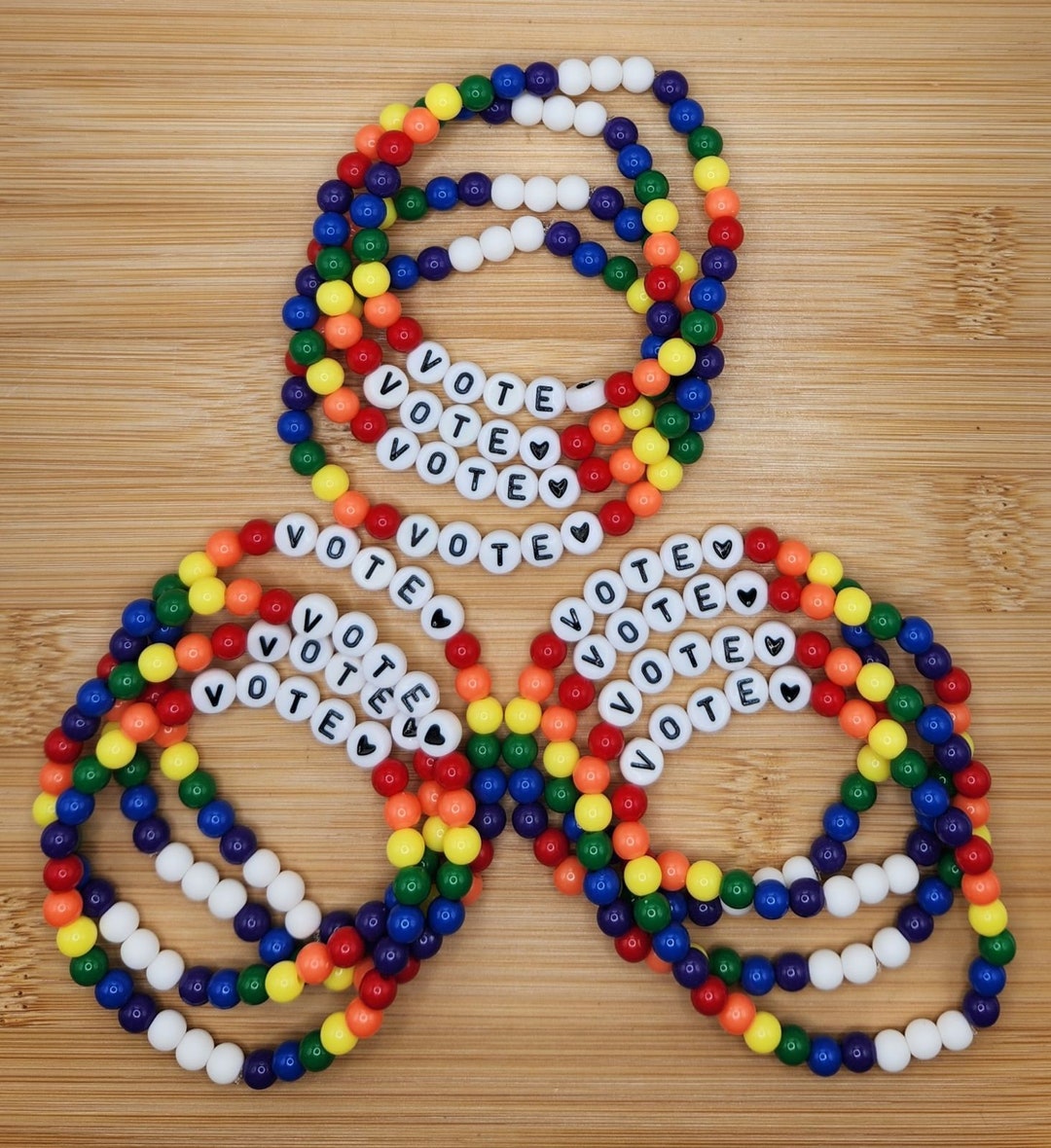VOTE Pride Bracelet: Rainbow Stackable Stretch Bead Bracelet - Etsy