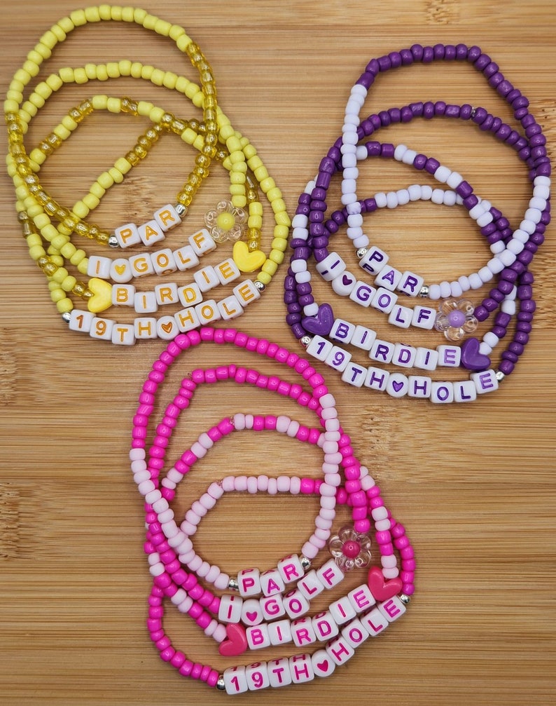 I Love Golf - Birdie - Par - 19th Hole Stretch Stack Friendship Bead ...