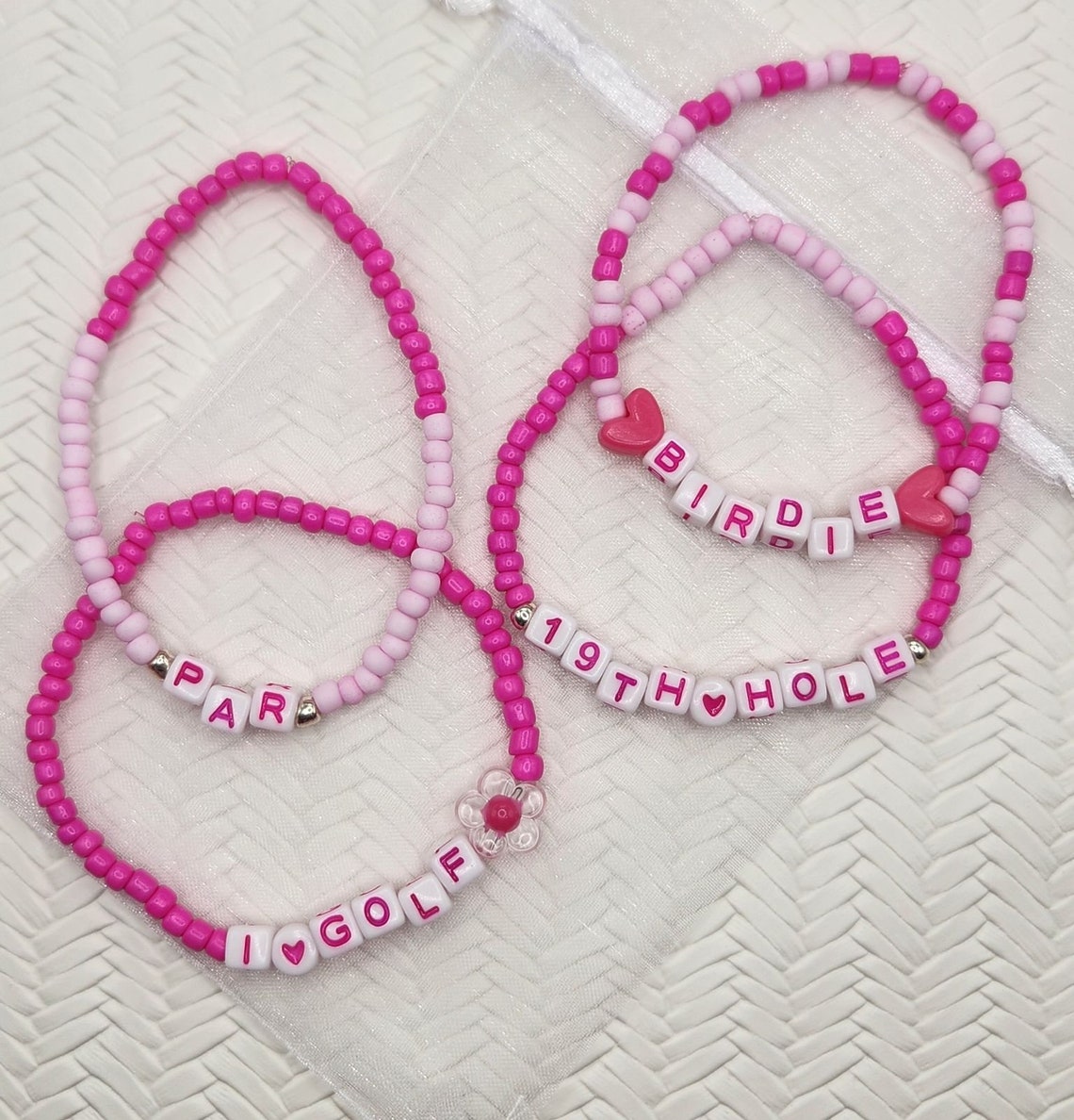 I Love Golf - Birdie - Par - 19th Hole Stretch Stack Friendship Bead ...