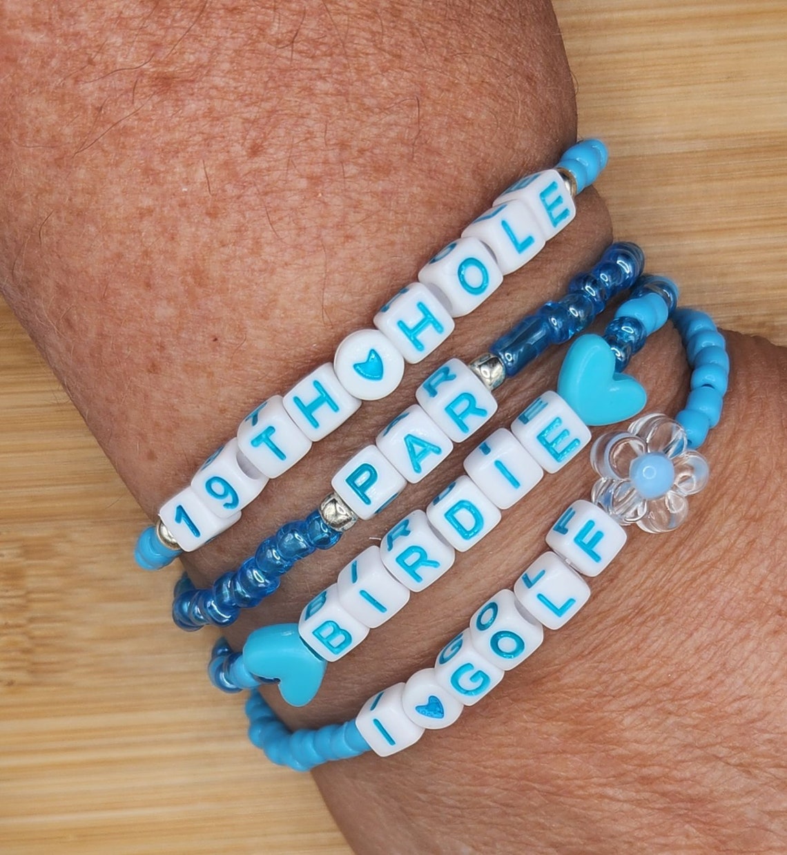 I Love Golf - Birdie - Par - 19th Hole Stretch Stack Friendship Bead ...