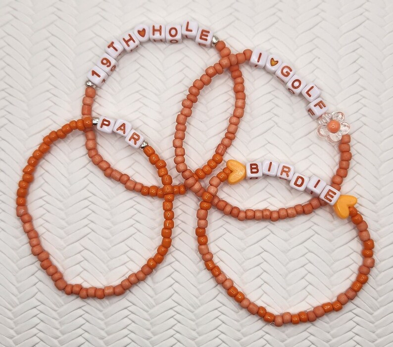 I Love Golf - Birdie - Par - 19th Hole Stretch Stack Friendship Bead ...