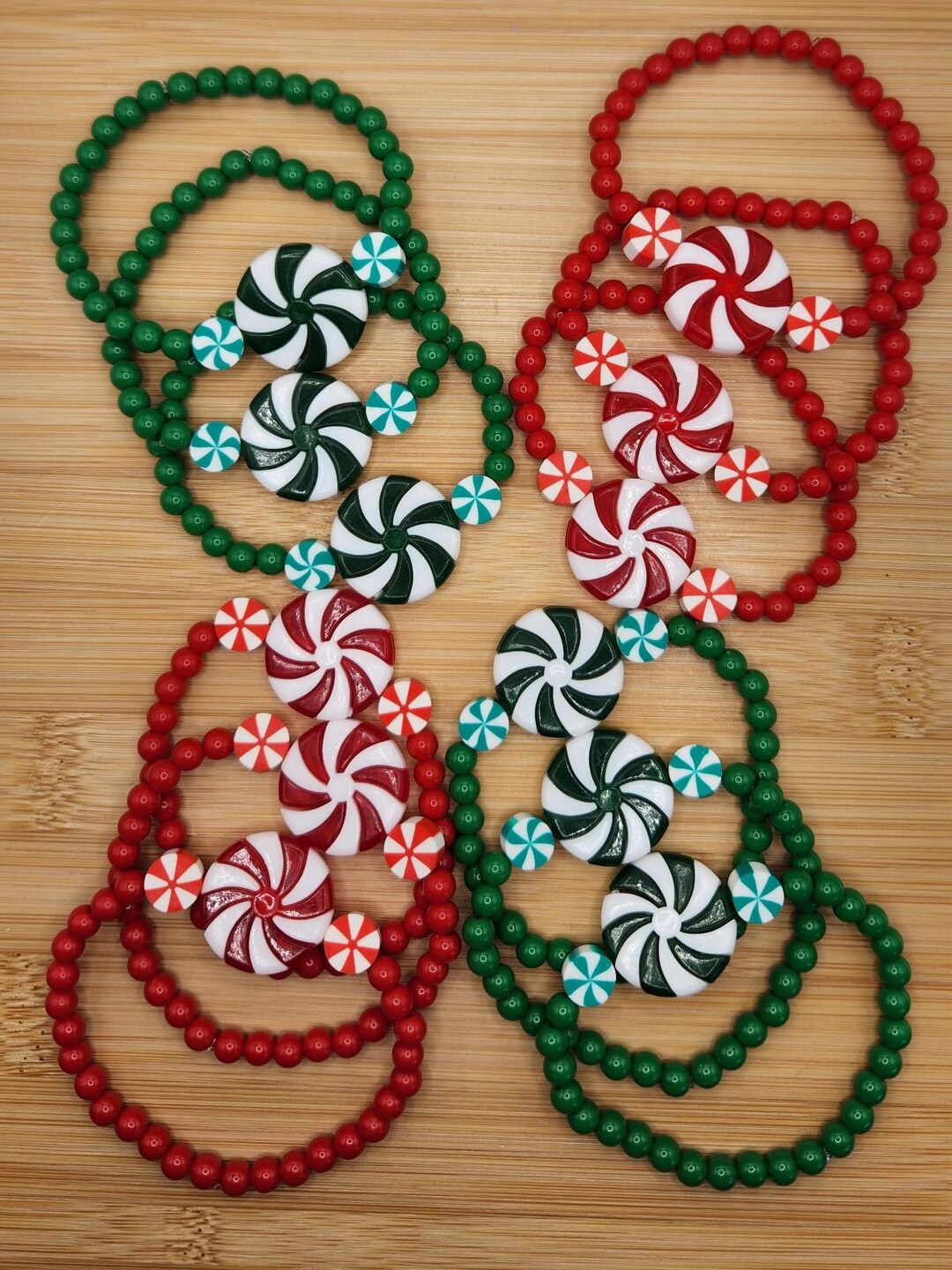 Christmas Candy Bracelets, Peppermint Candy Bracelets, Holiday Candy ...