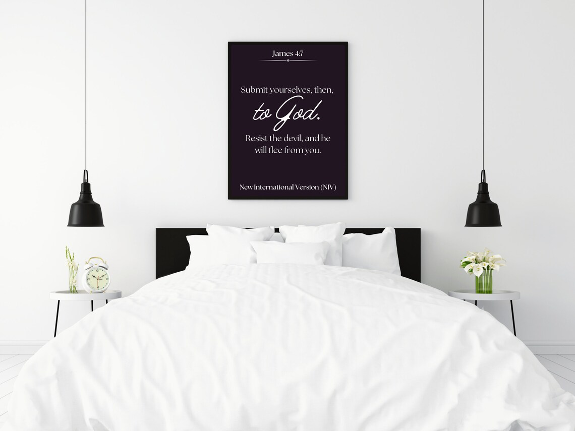 James 4:7 Bible Verse Wall Art Printable Digital Artwork Neutral ...