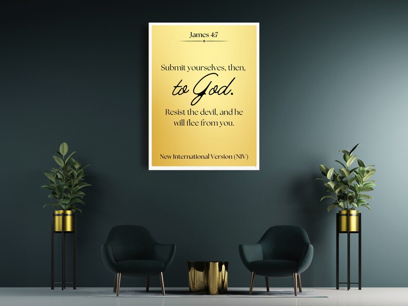 James 4:7 Bible Verse Wall Art | Modern Christian Room Decor | Gift for ...