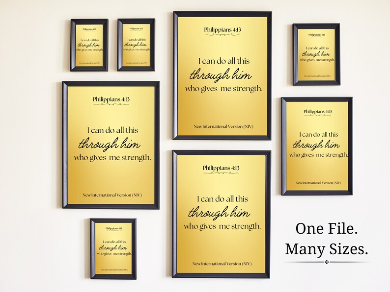 Bible Verse Wall Art | Philippians 4:13 Minimalist Nursery Decor Gift ...