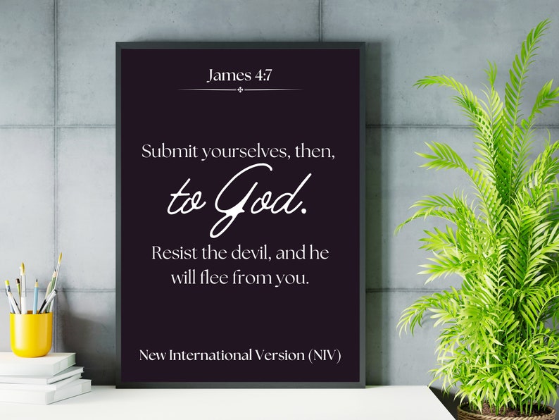 James 4:7 Bible Verse Wall Art | Printable Digital Artwork | Neutral ...