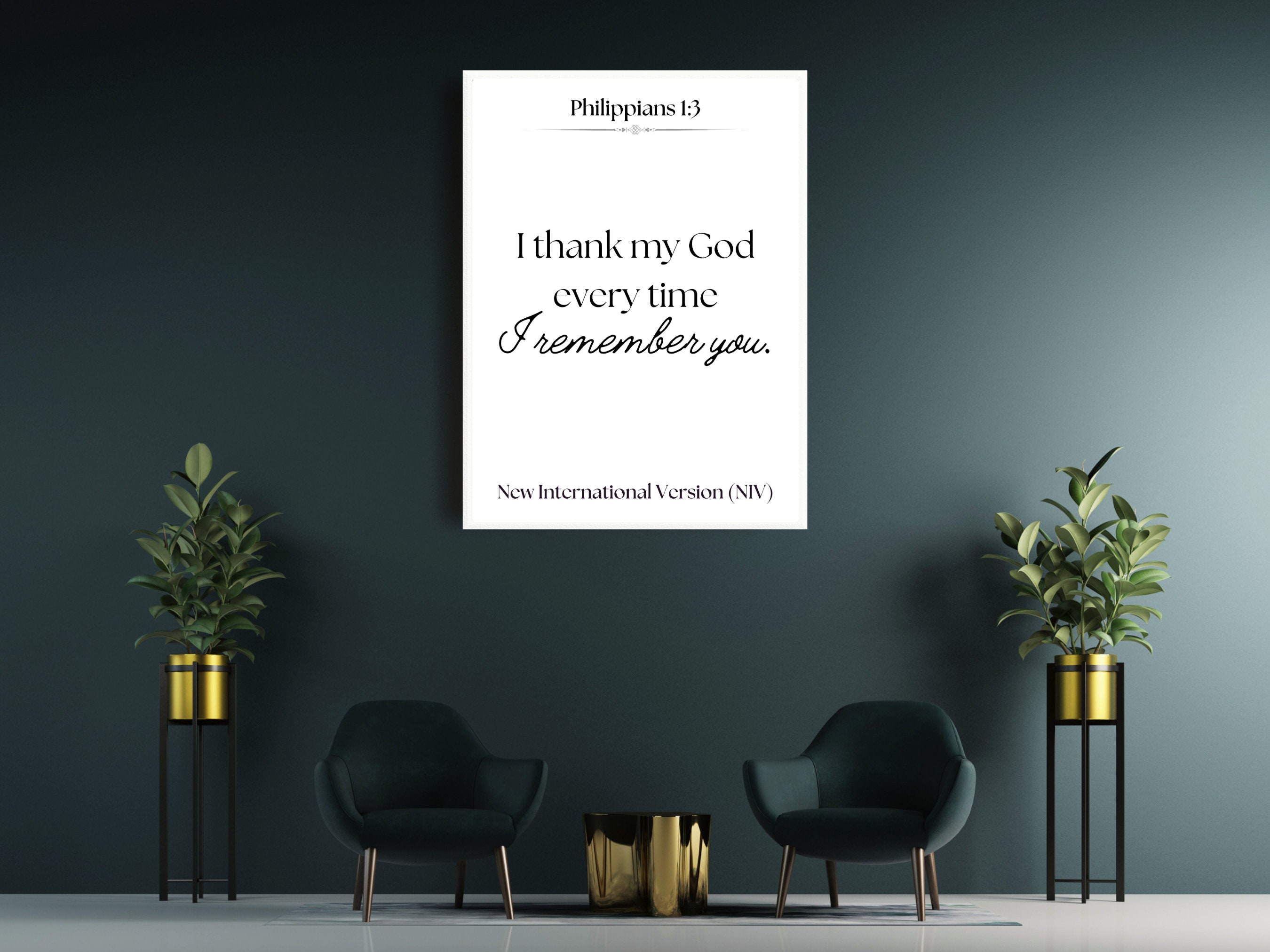 Philippians 1:3 Bible Verse Wall Art | Minimalist Decor for Christians ...