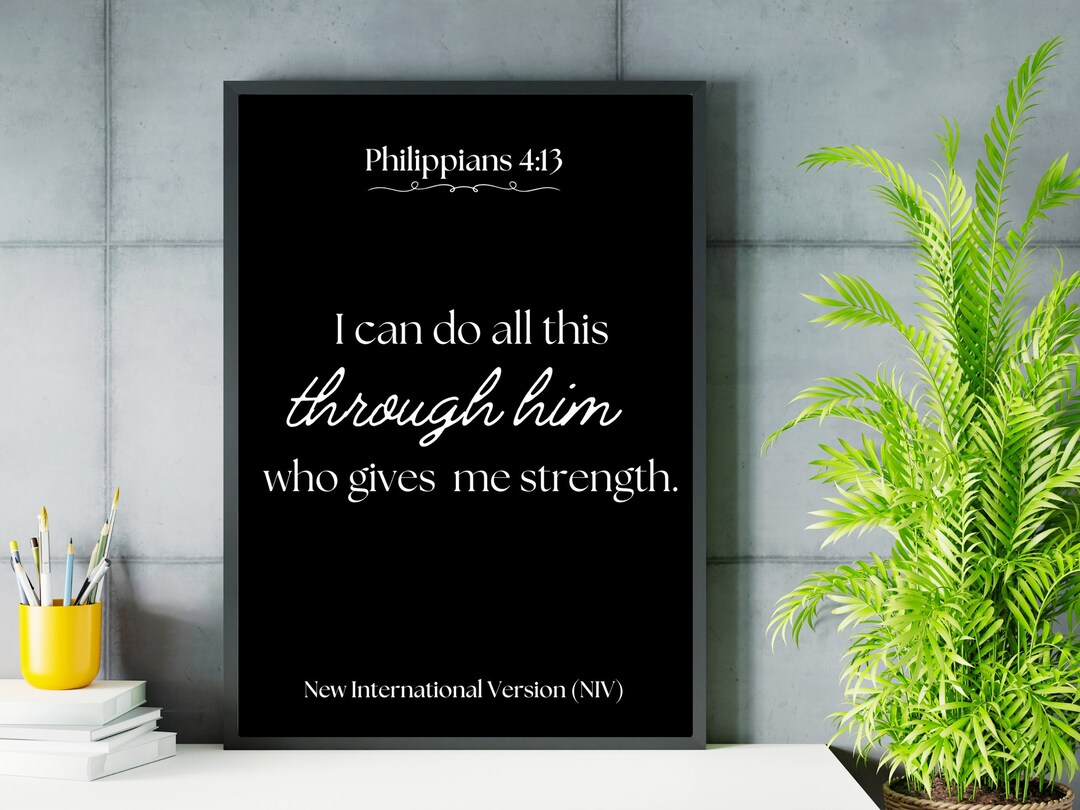 Bible Verse Wall Art | Philippians 4:13 Modern Christian Home Decor ...