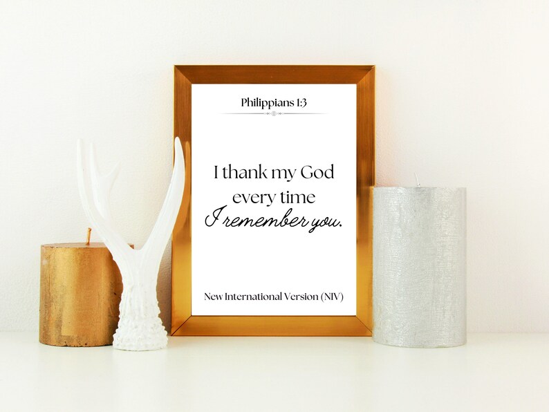 Philippians 1:3 Bible Verse Wall Art | Minimalist Decor for Christians ...