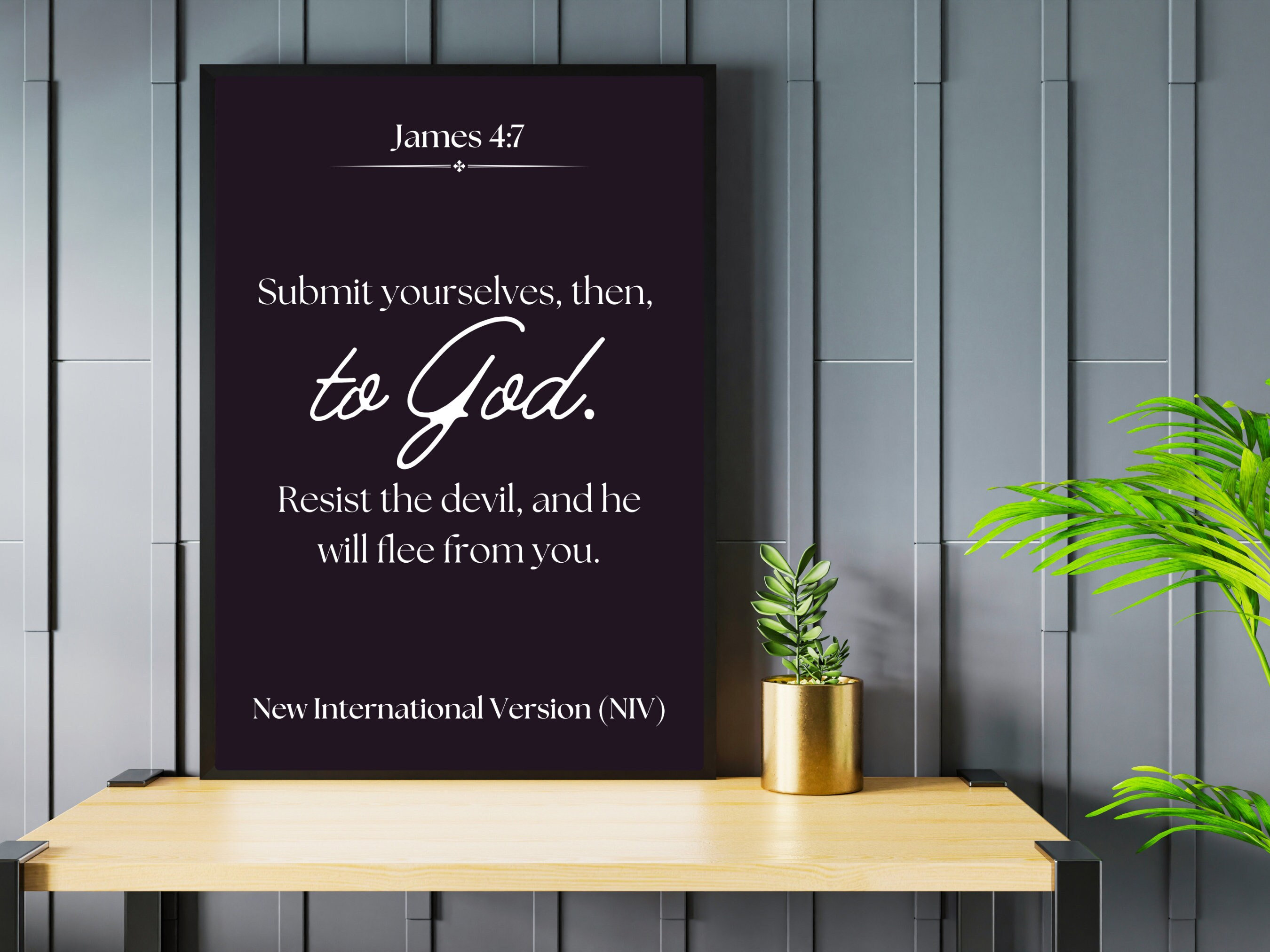 James 4:7 Bible Verse Wall Art Printable Digital Artwork Neutral ...