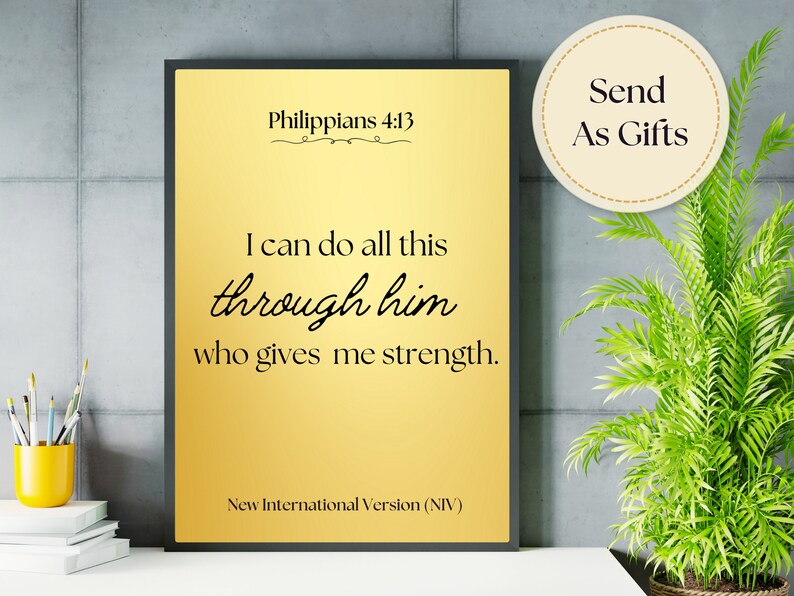 Bible Verse Wall Art | Philippians 4:13 Minimalist Nursery Decor Gift ...